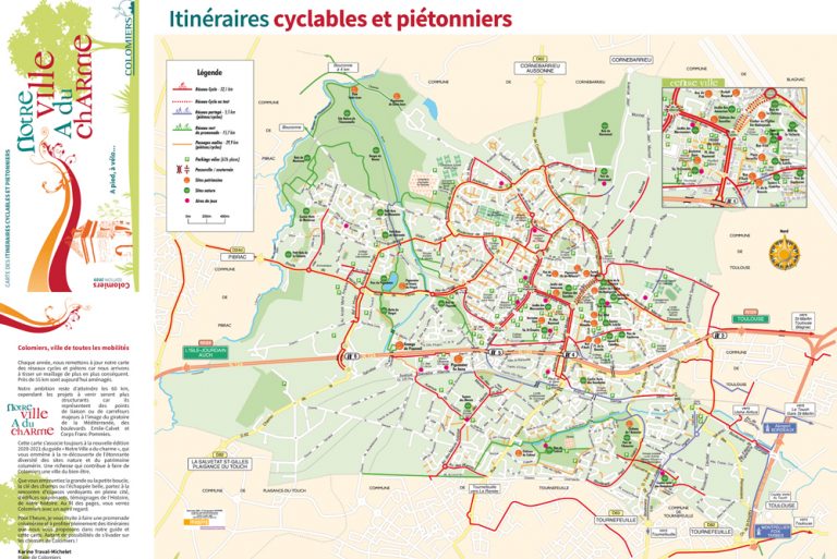 La carte des itinéraires cyclables et piétonniers de Colomiers - imapping